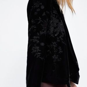 Zara | Jackets & Coats | Zara Black Velvet Embroidered Jacket | Poshmark